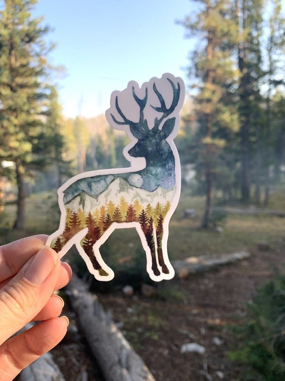 Deer Sticker Outdoor Sticker Adventure Sticker Watercolor | Etsy
