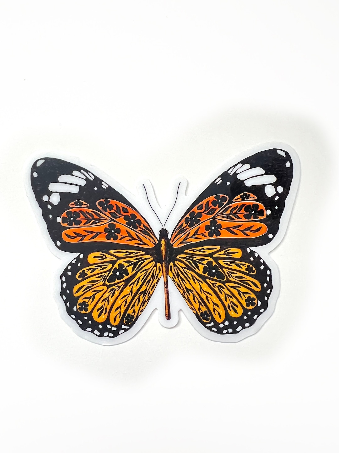 Monarch Butterfly Sticker, Clear Butterfly Sticker, Floral Butterfly ...