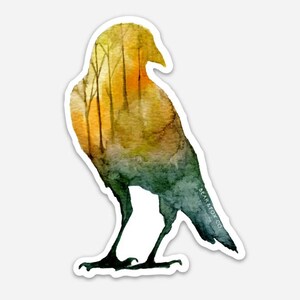 Raven Sticker, Woodland Sticker, Animal Sticker, Bird Sticker, Laptop ...