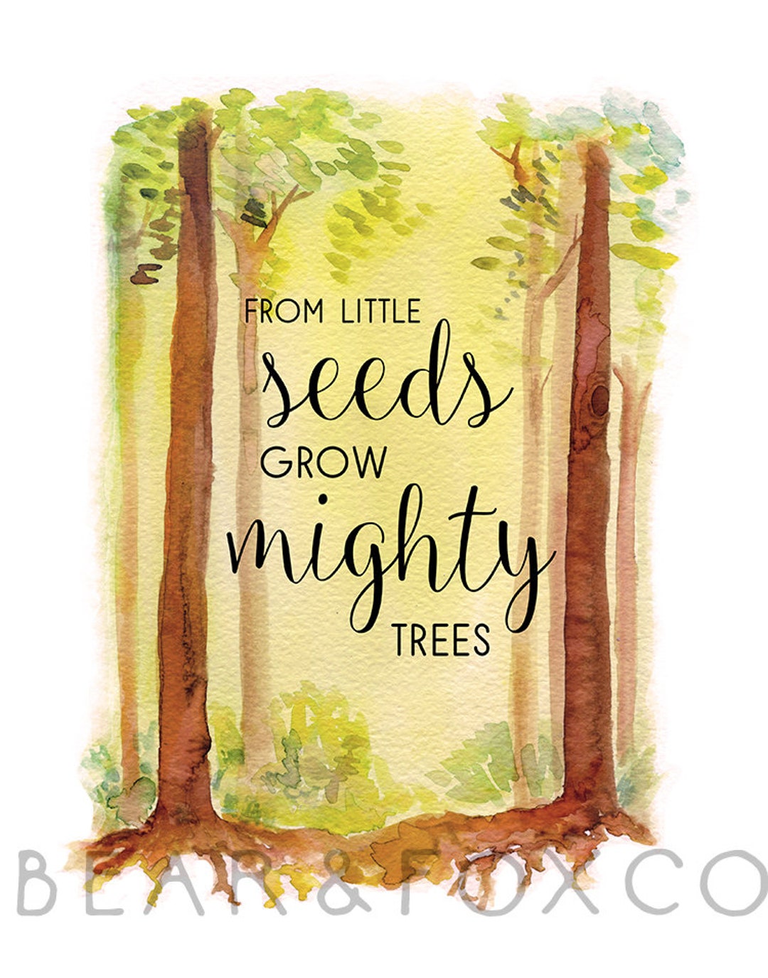 From Little Seeds Grow Mighty Trees, Nursery Wall Art, Nursery Print ...