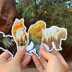 Fox Vinyl Sticker Watercolor Fox Art All Weather Sticker for Tumbler ...