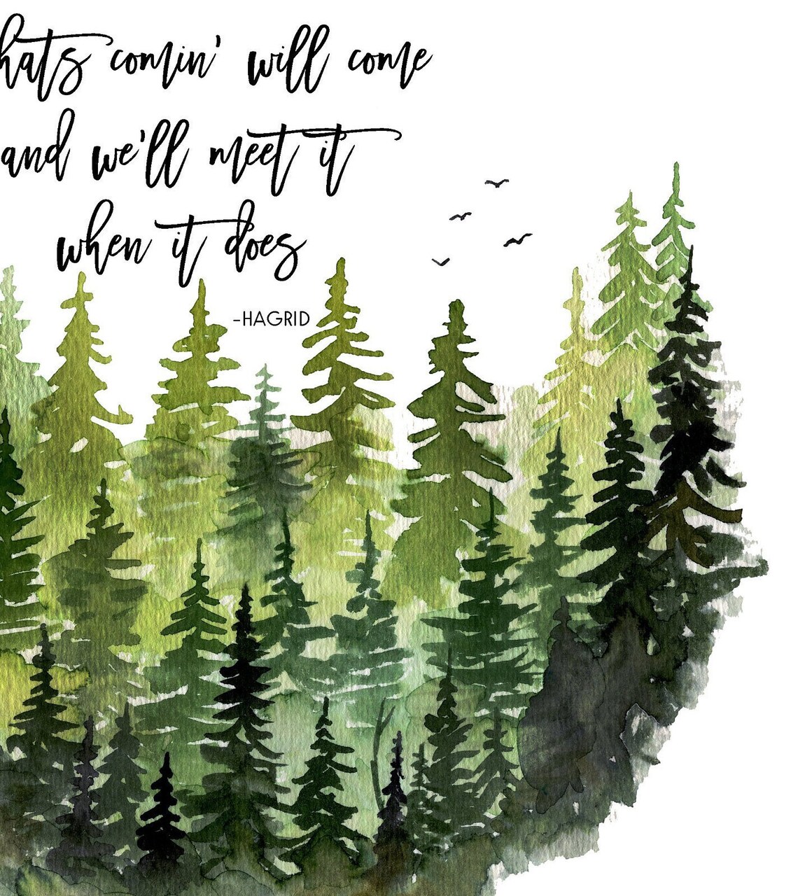 Forest Watercolor Print, Hagrid Quote, Nursery Woodland Art - Etsy