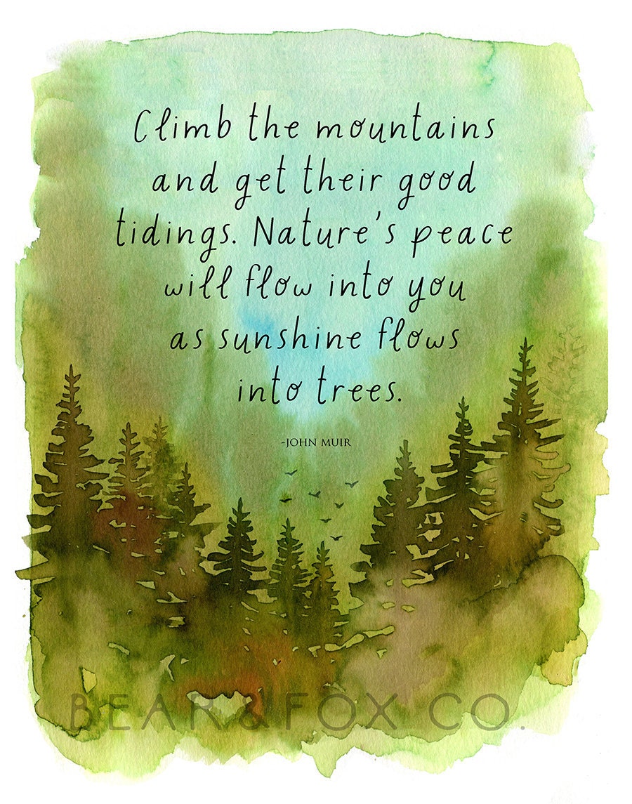 John Muir Quote, Forest Watercolor Print, Nature Art - Etsy