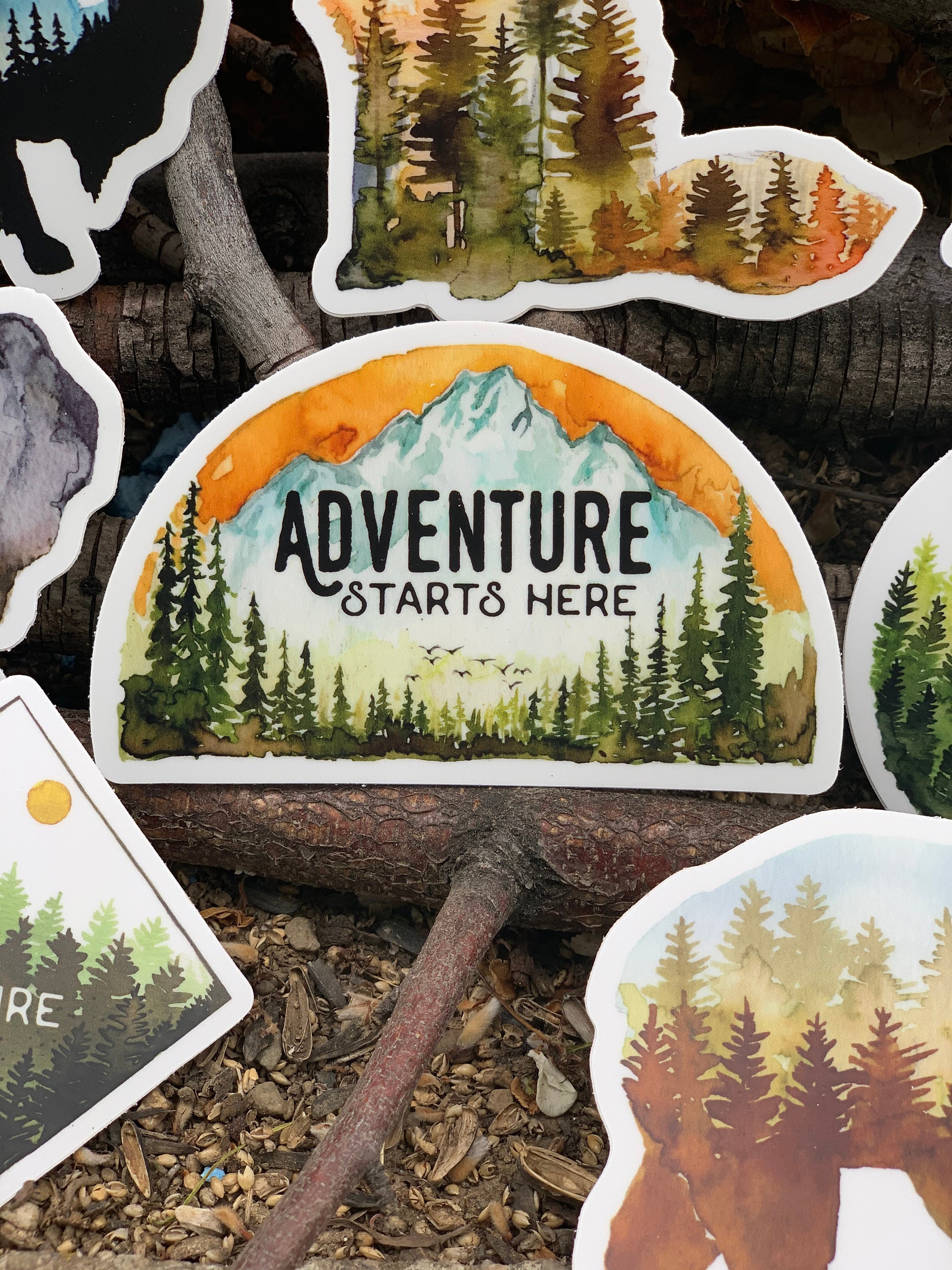 Adventure Sticker Adventure Starts Here Outdoors Stickers | Etsy