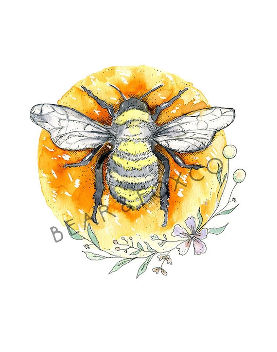 Bee Bee Art Bee Print Bee Watercolor Watercolor Home | Etsy