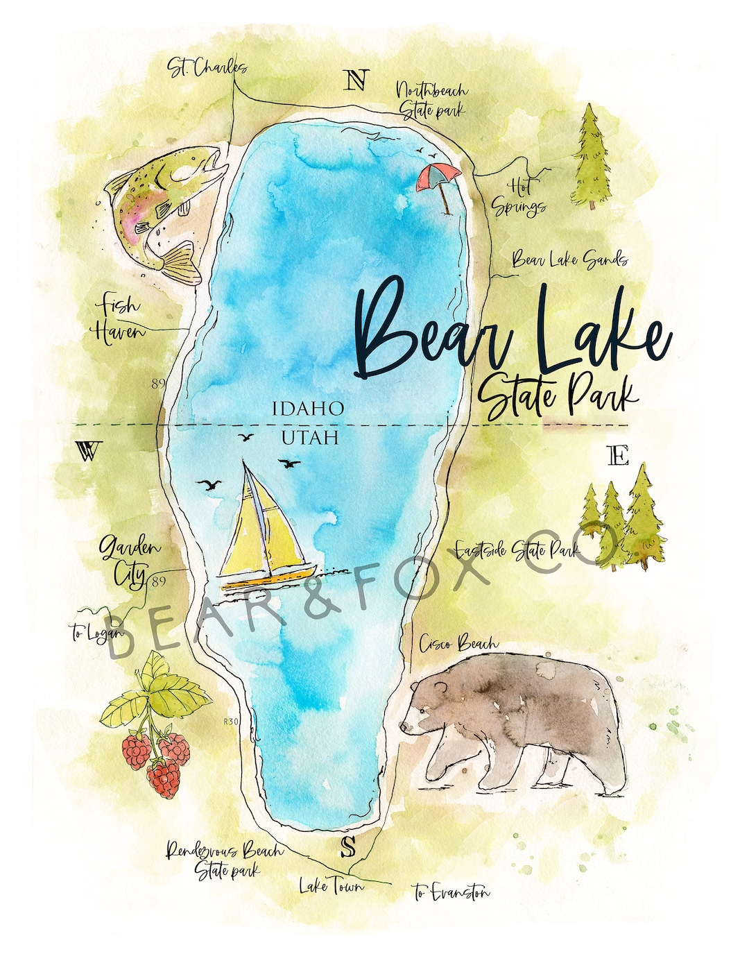 Bear Lake Art Print, Bear Lake Utah, Bear Lake Idaho, Cabin Print, Bear ...