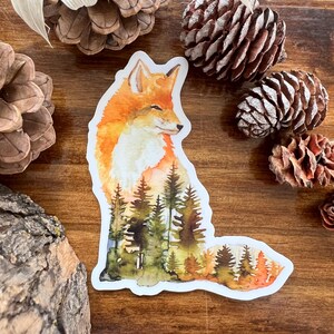 Fox Vinyl Sticker Watercolor Fox Art All Weather Sticker for Tumbler ...