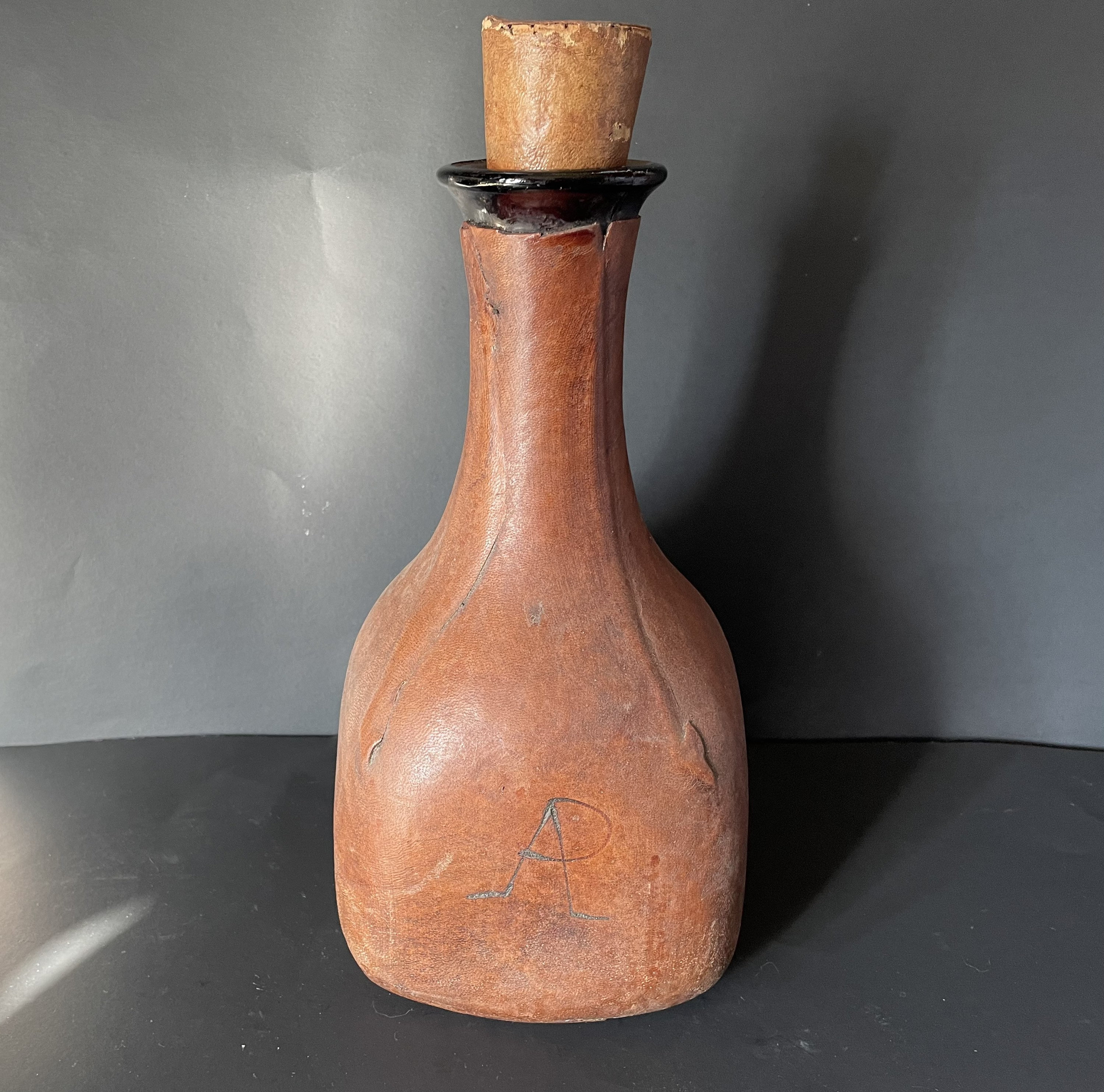 Vintage Leather Wrapped Glass Bottle Decanter | Etsy