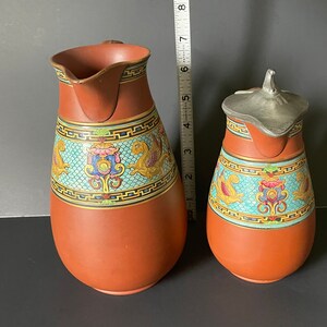 2 Antique F and R Pratt Fenton Pottery Terra Cotta Watcombe Pitchers - Etsy