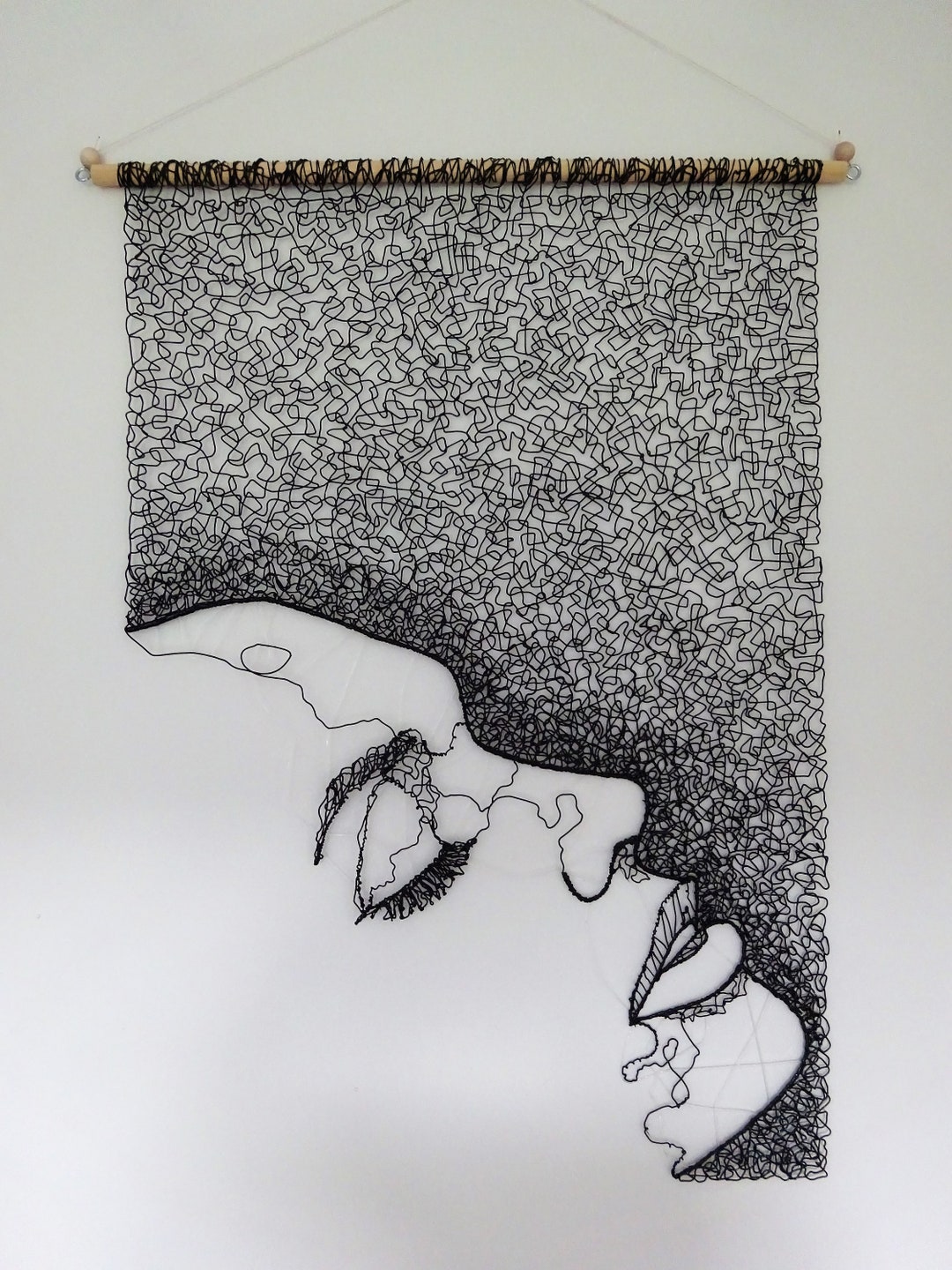 Wall Art, Face Wall Hanging, Handmade 3D Pen Drawing, Negative Space ...
