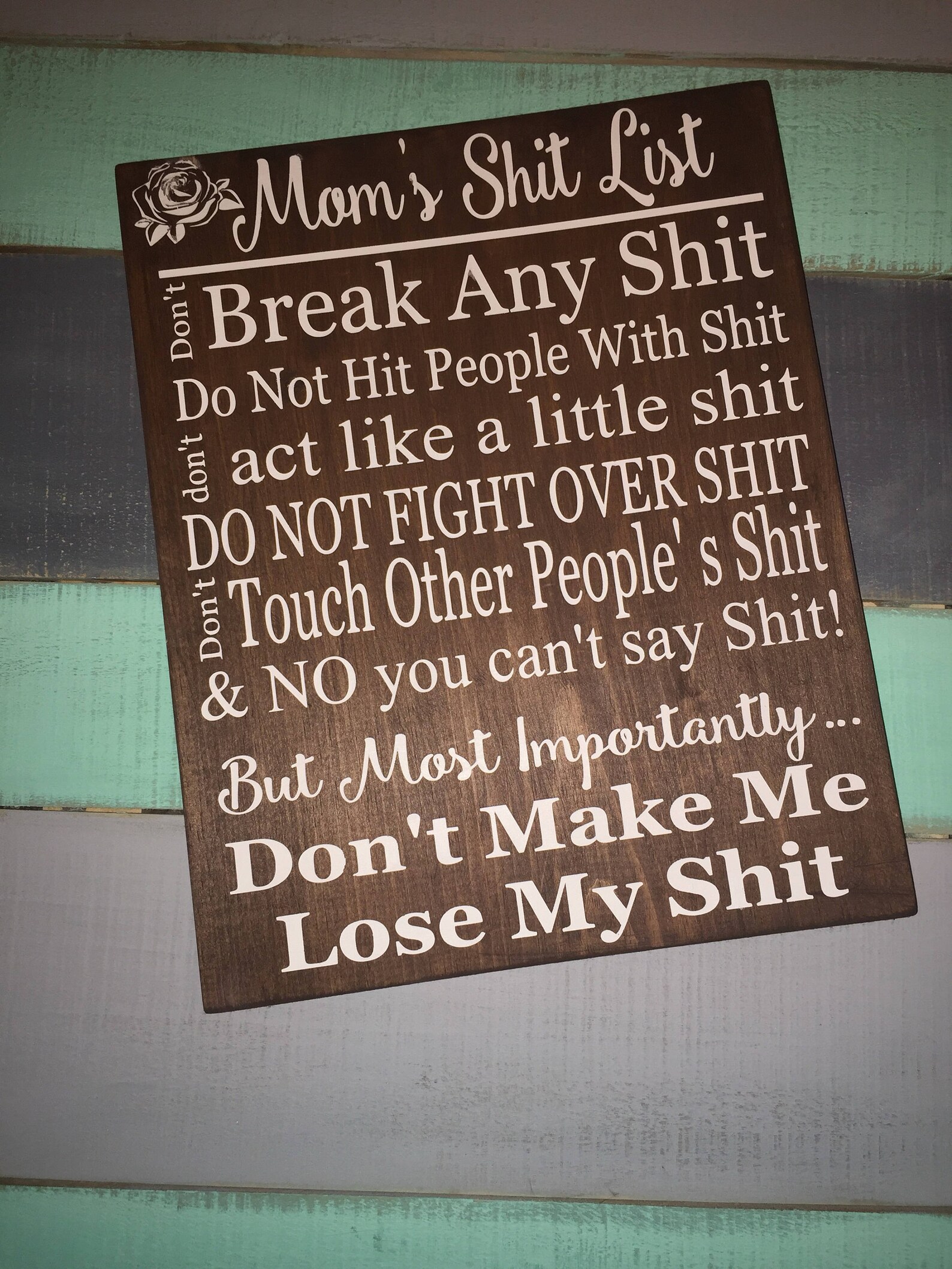 Moms Shit List Grandmas Crap List Funny Mom Sign Funny - Etsy