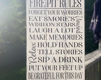 Fire Pit Rules Sign - Etsy
