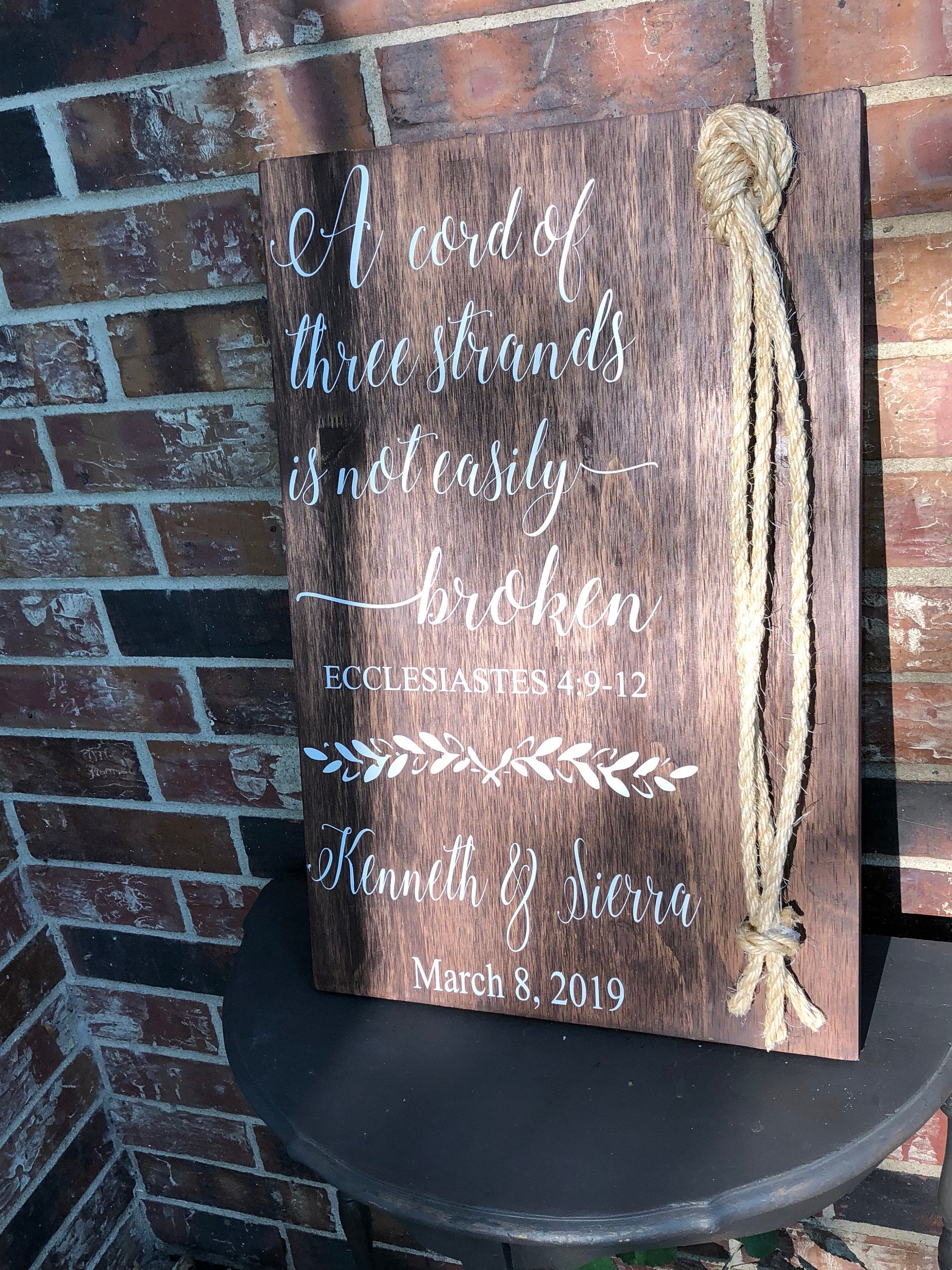 A Cord of Three Strands is Not Easily Broken Ecclesiastes - Etsy Australia