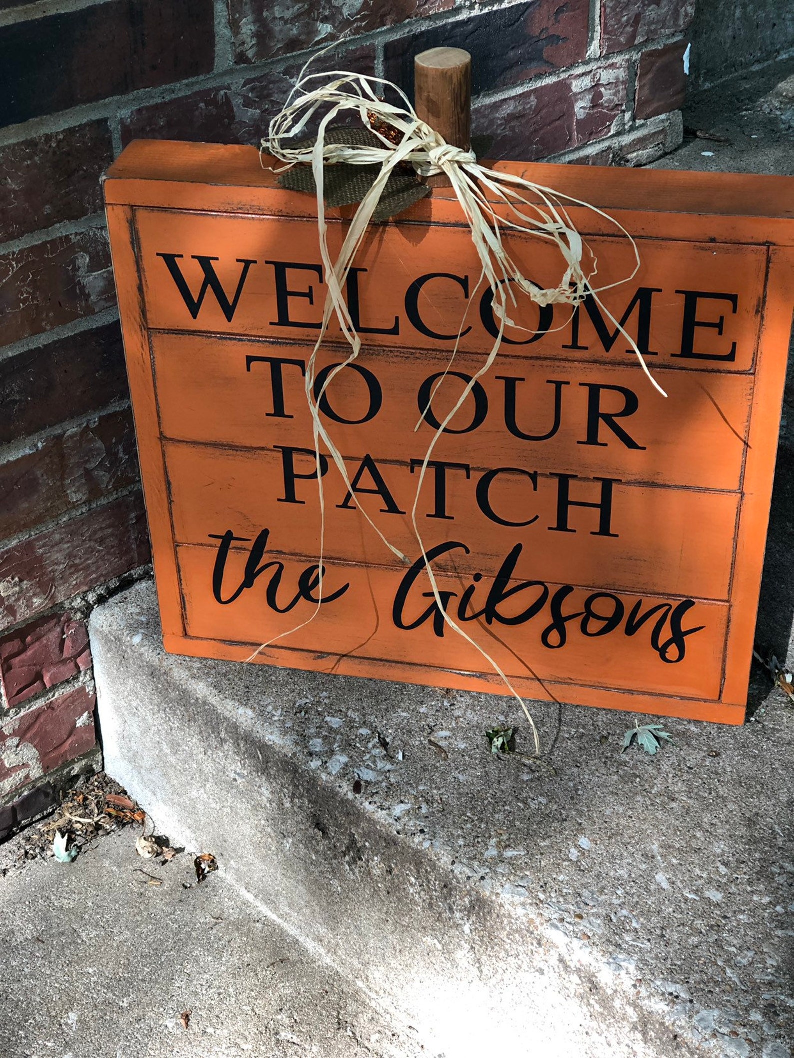 Welcome to Our Patch . Pumpkin Patch Sign. Custom Last Name - Etsy