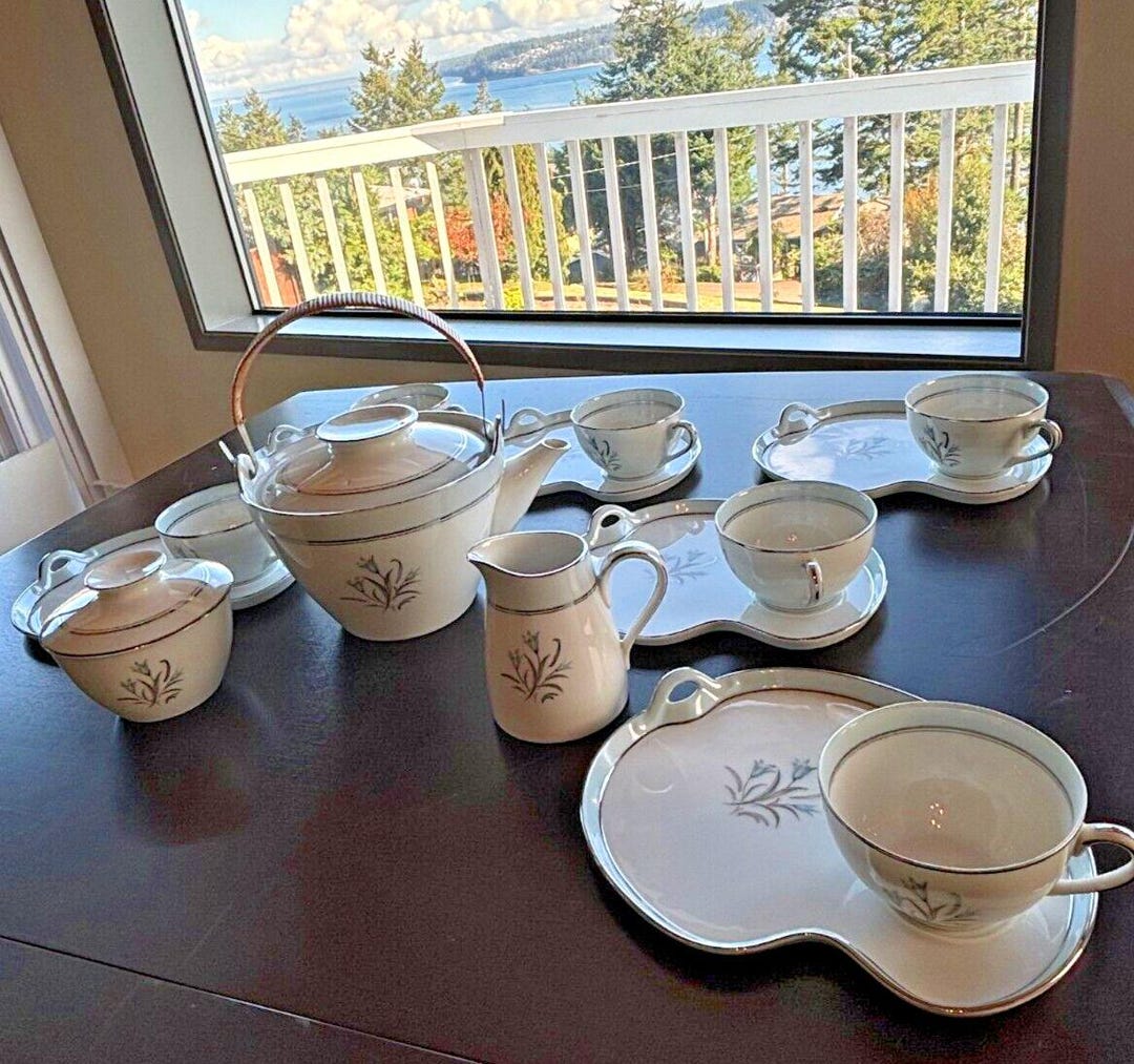 VTG Complete Noritake Bluebell Tea Set MINT Teapot, 6 Cups W/snack ...
