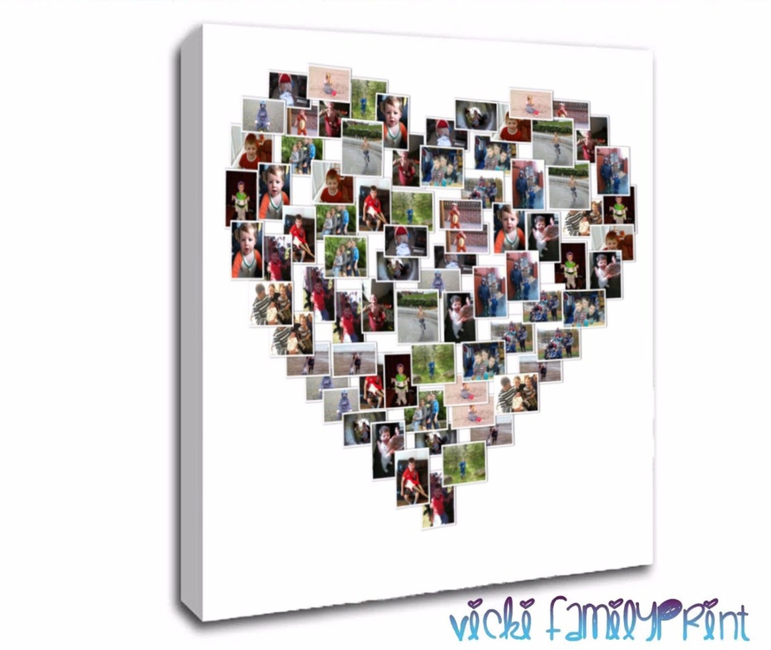 Canvas Heart Shape Collage, Heart Collage, Personlised Photo ...