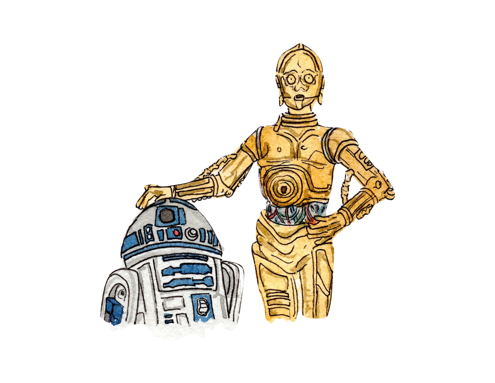 Star Wars C3PO and R2D2 Watercolor Star Wars Art Star Wars | Etsy