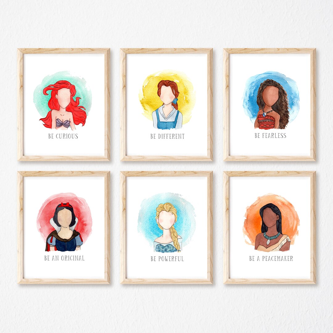 Disney Princessset of 6 be Your Own Hero Prints - Etsy