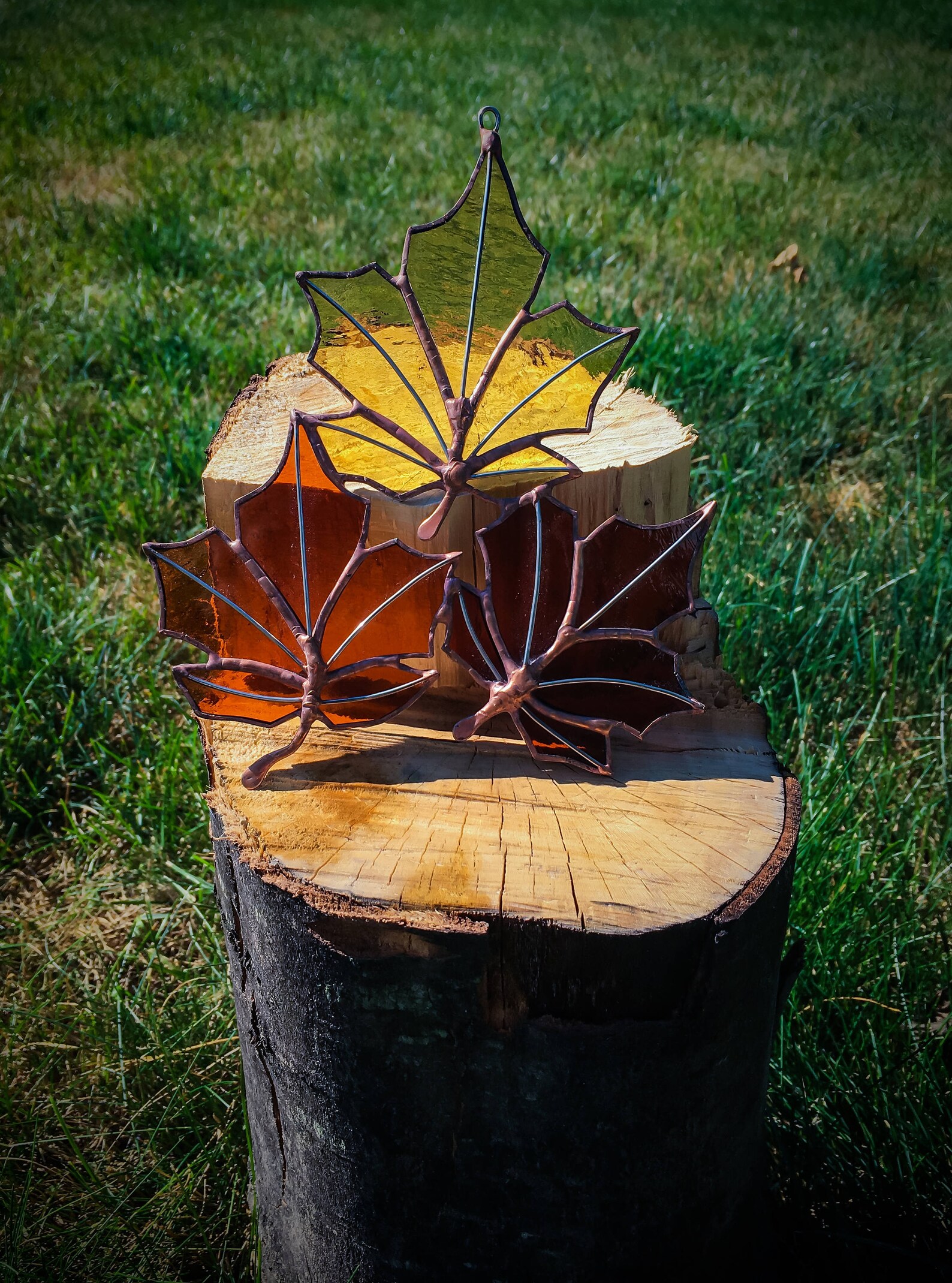 Stained Glass Fall Leaves | Etsy
