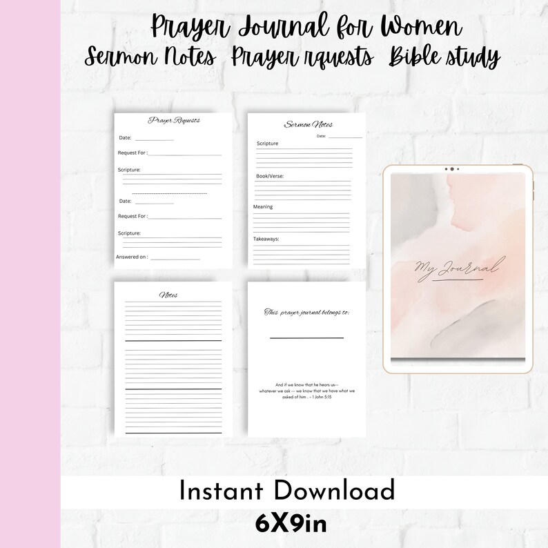 Prayer Journal Printable Bible Study Guide Gratitude Journal Digital ...