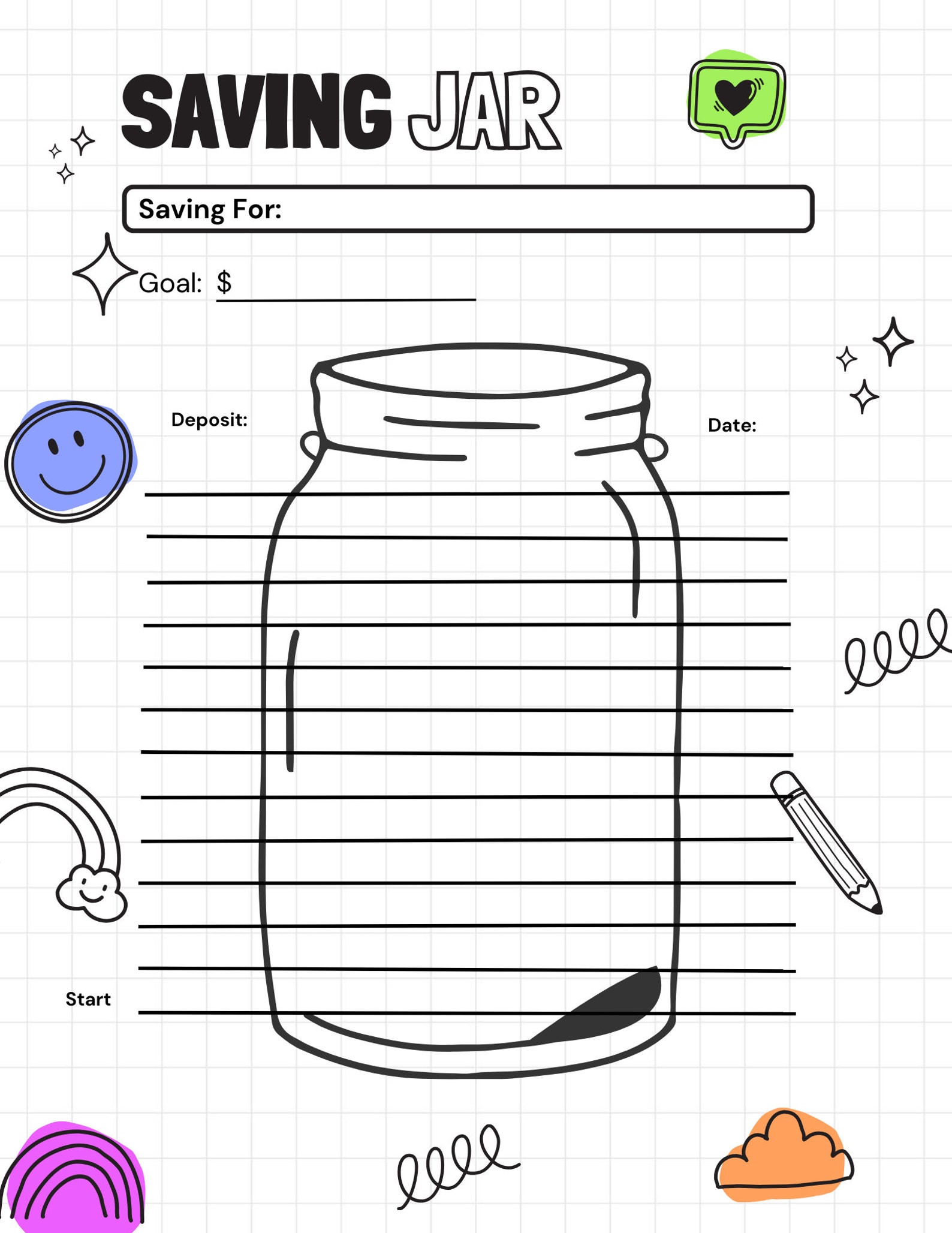 Savings Tracker | Instant Download | Savings Jar - Etsy