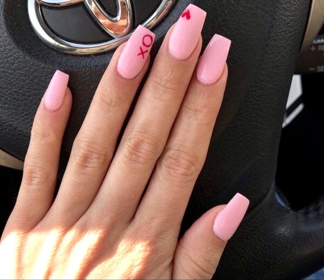 XO Pink Nails-press on Nails-luxury Nails-pink Nails-nail Art-nails ...