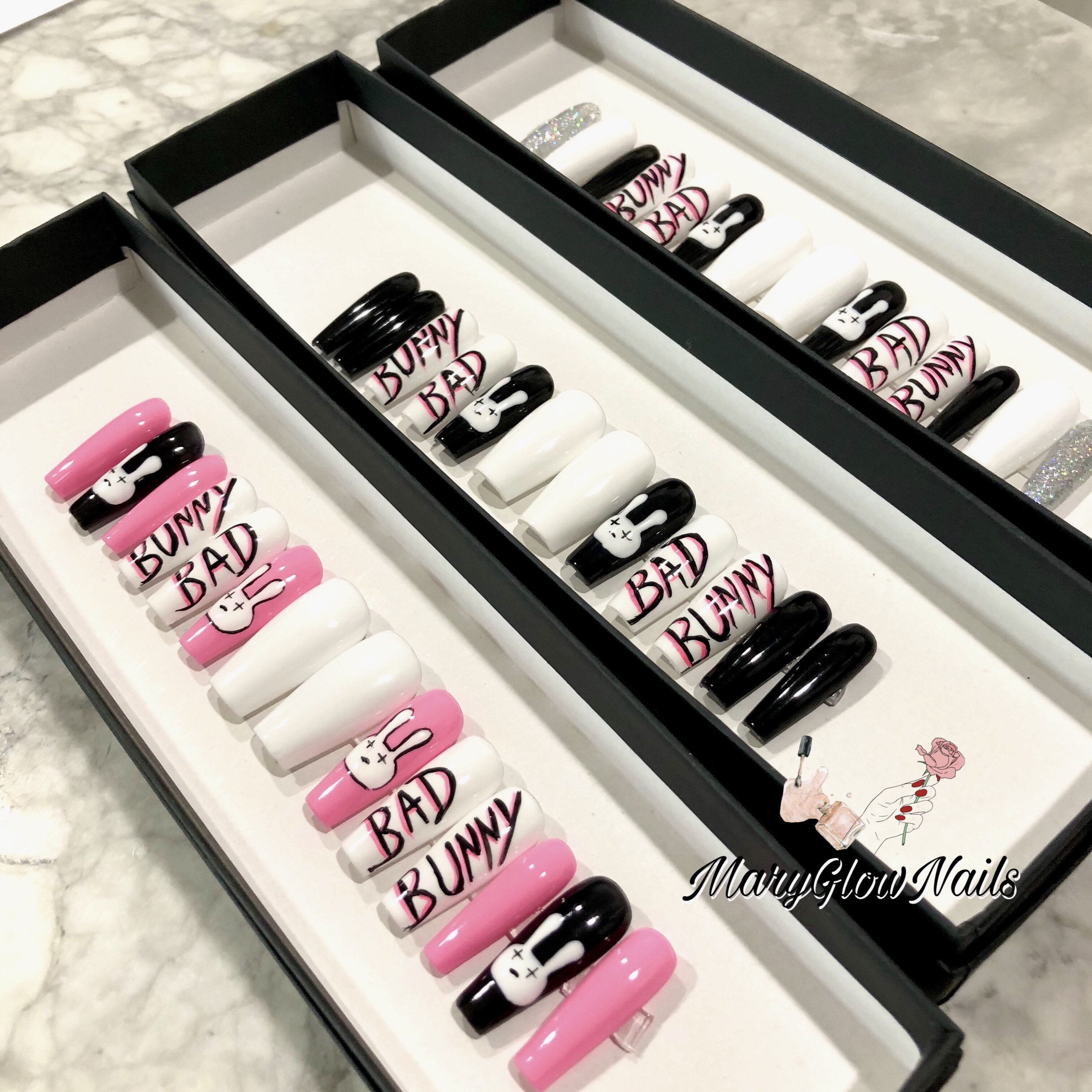BAD BUNNY NAILS Fake Nails Press on Nails Reusable Nails Nail | Etsy