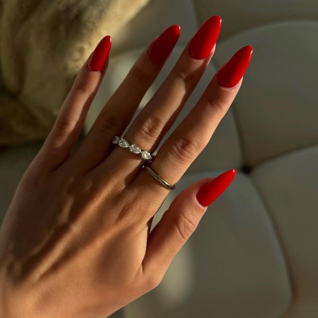 CLASSIC RED- Press on Nails-red Nails-classic Red Nails-holiday Nails ...