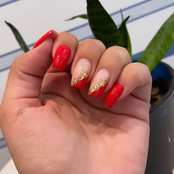GIO Press on Nails red Nails fancy Nails luxury Nails Glue on Nails reusable Nails Etsy Australia