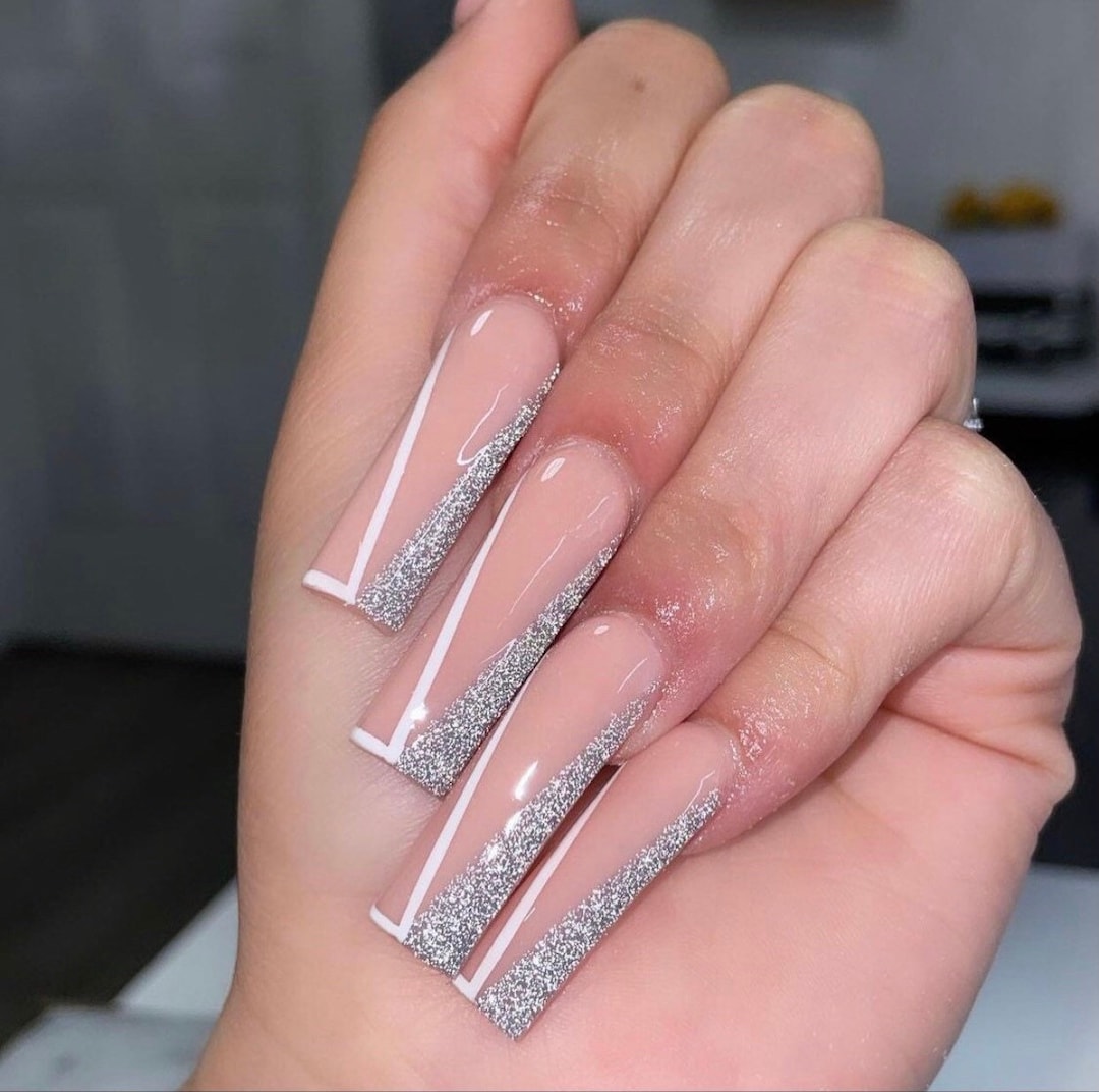 Reflecting Glitter Nails-press on Nails-long Short Nails-square Nails ...