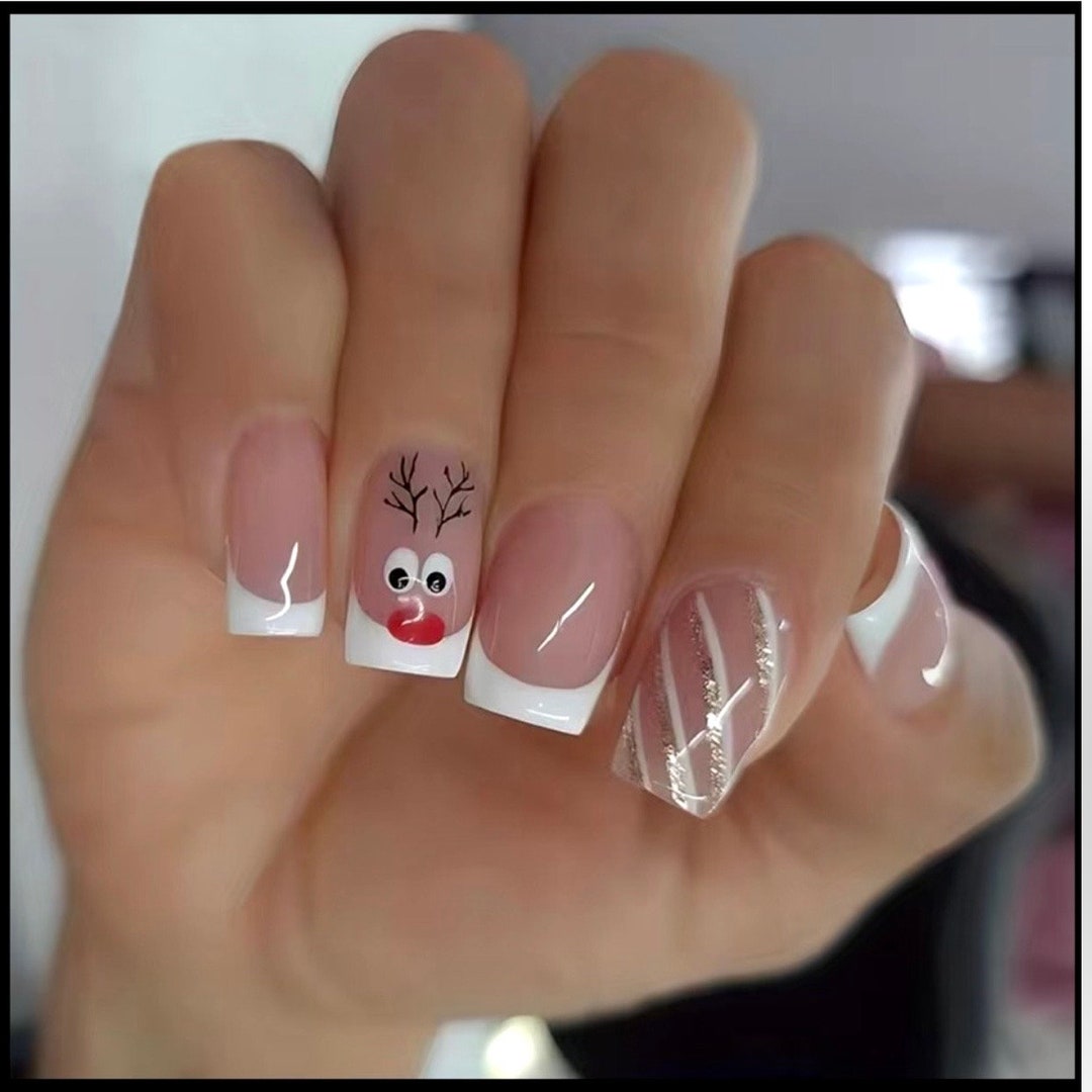 RED Nose-press on Nails-luxury Nails-xmas Nails-rudolph Nails-red Nose ...