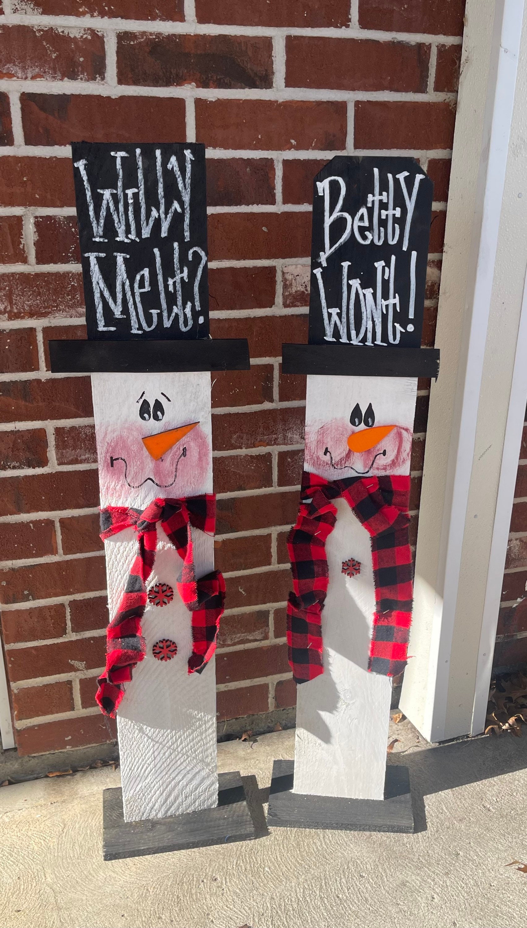Standing Wood Snowman Couple Willy Melt & Betty Won’t - Etsy