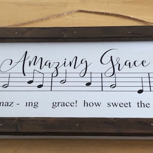 Amazing Grace Sheet Music Wood Sign - Etsy