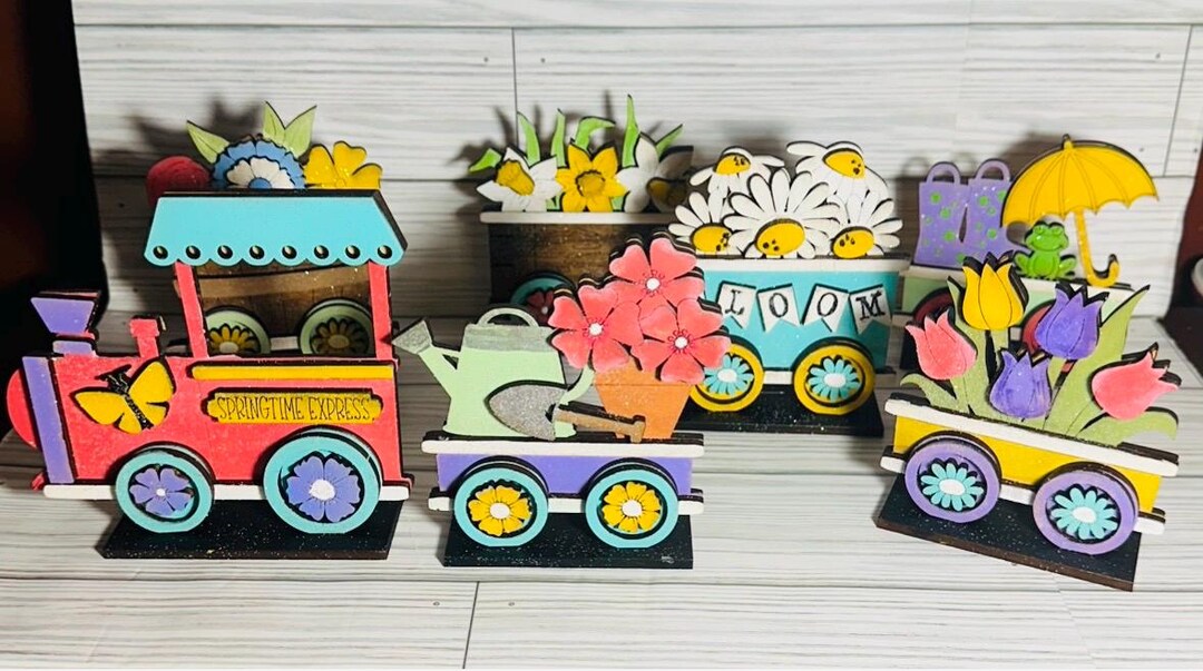 Bloom Spring 7 Pc. Train Set! Flower Train, Spring Decor - Etsy