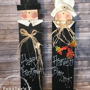 Standing Pilgrim Couple, Wood Pilgrims, Thanksgiving Decor - Etsy