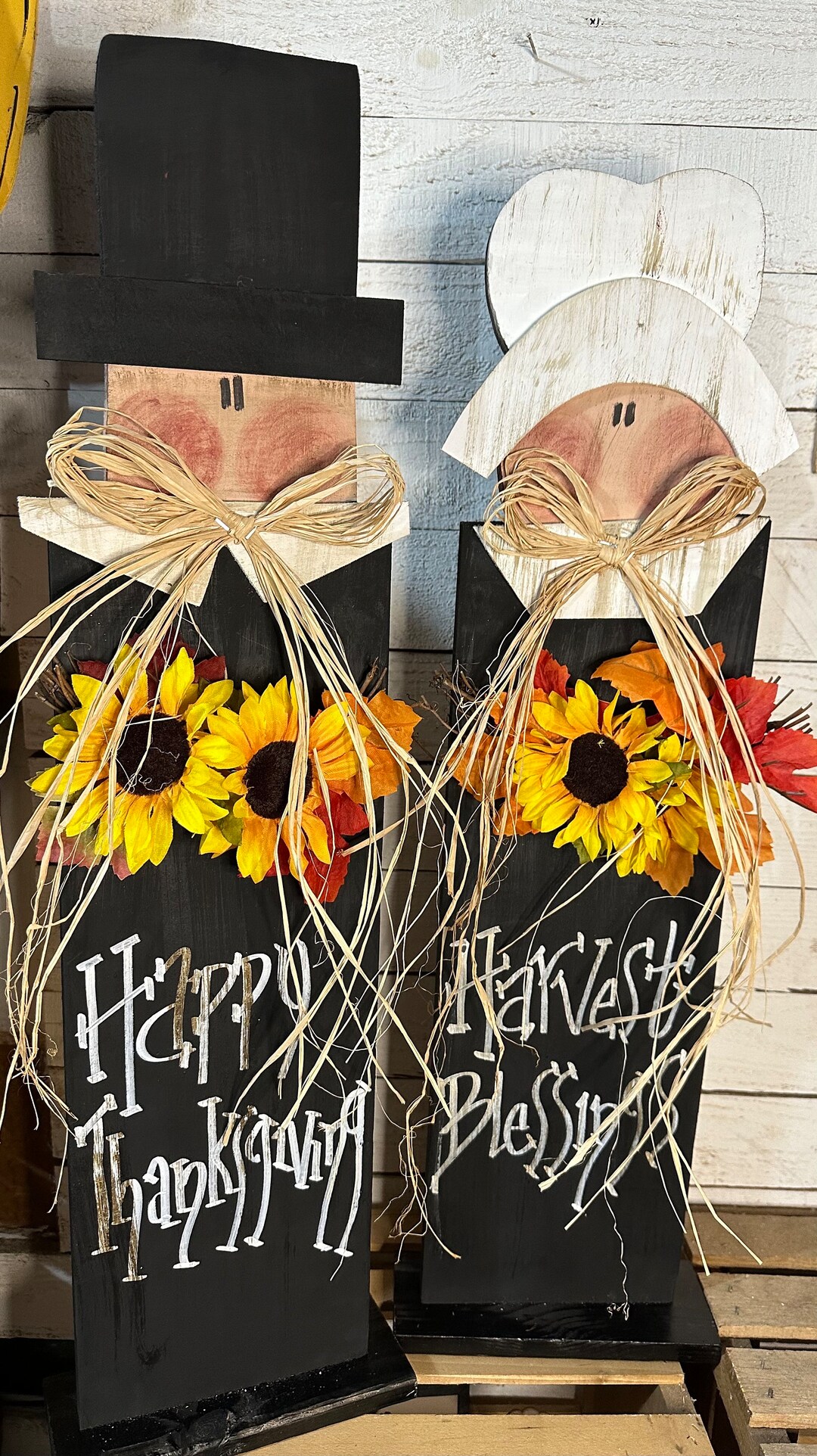 Standing Pilgrim Couple, Wood Pilgrims, Thanksgiving Decor - Etsy