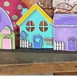 Wood Easter Village Houses Set of 5 - Etsy