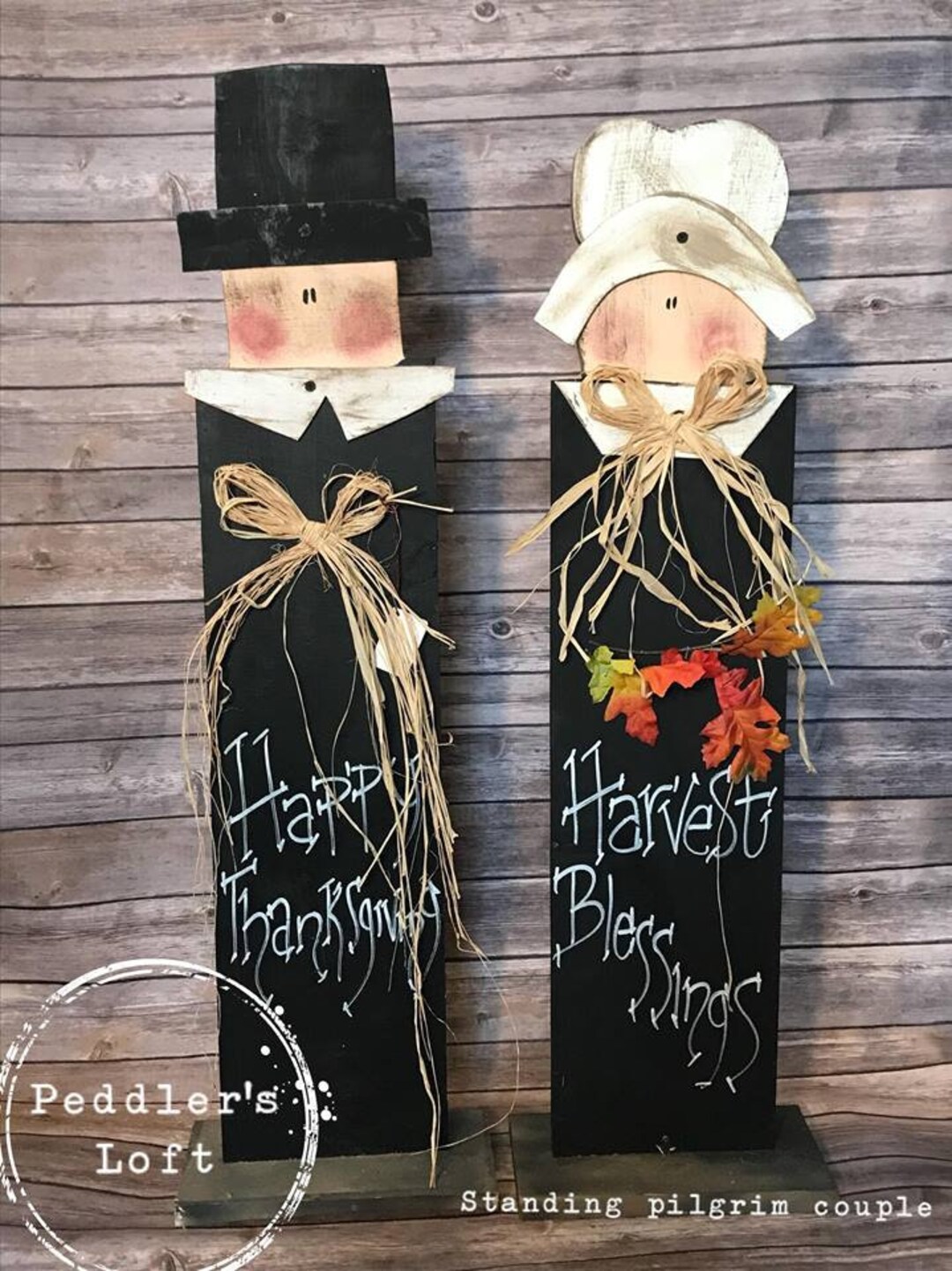 Standing Pilgrim Couple Wood Pilgrims Thanksgiving Decor - Etsy