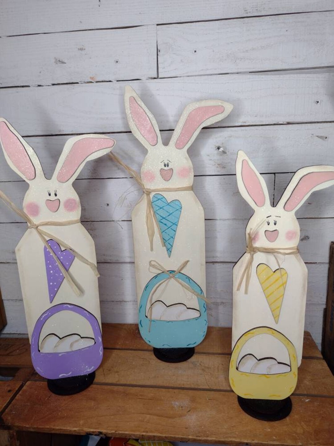 Bunny Trio Standing W/baskets - Etsy