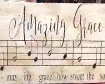 Amazing Grace Sheet Music Wood Sign | Etsy
