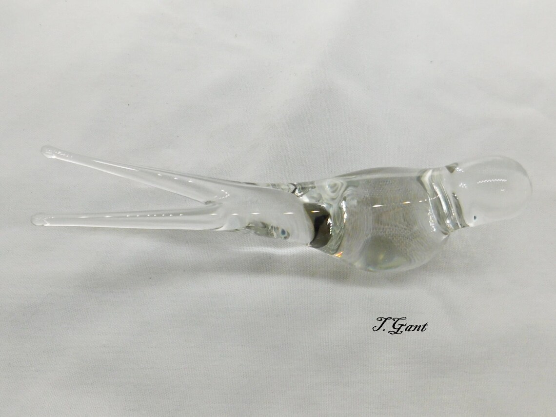 Clear Art Glass Swallow Bird Figurine Paperweight Scandinavian or ...
