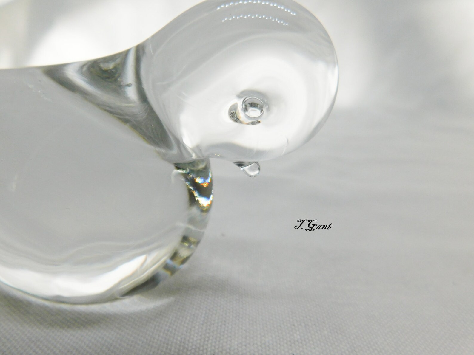 Clear Art Glass Swallow Bird Figurine Paperweight Scandinavian or ...