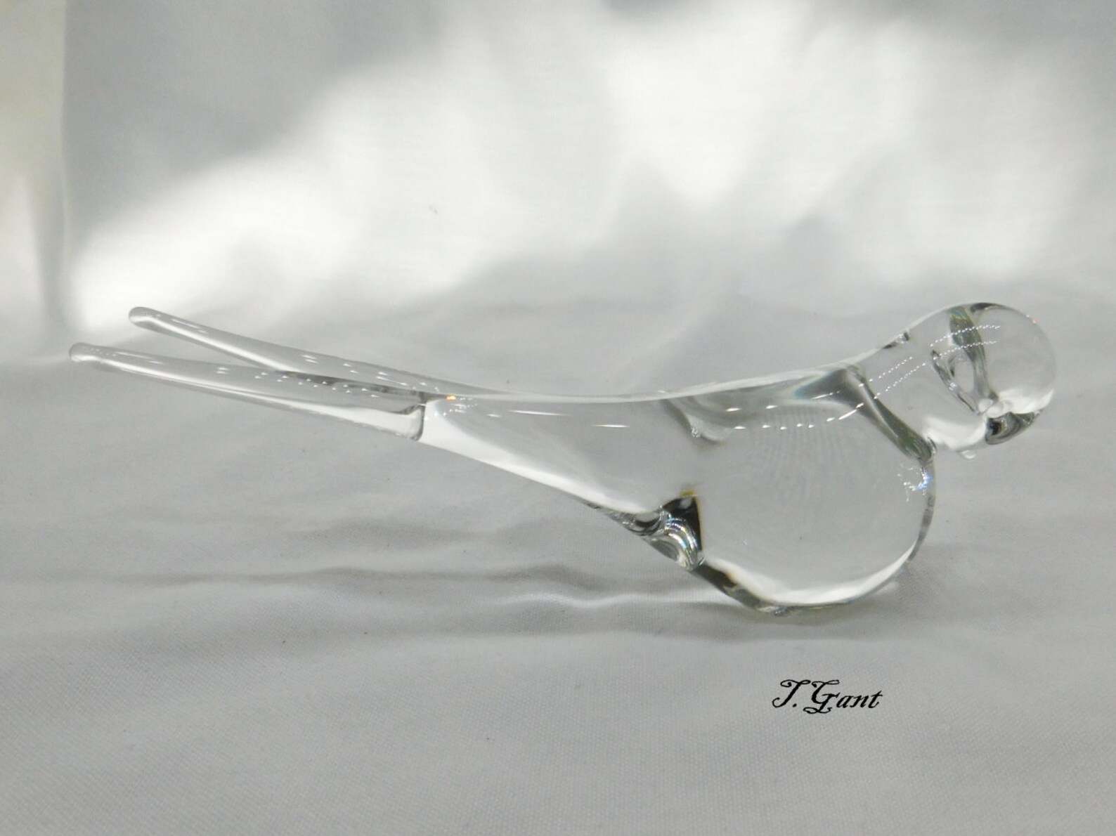 Clear Art Glass Swallow Bird Figurine Paperweight Scandinavian or ...