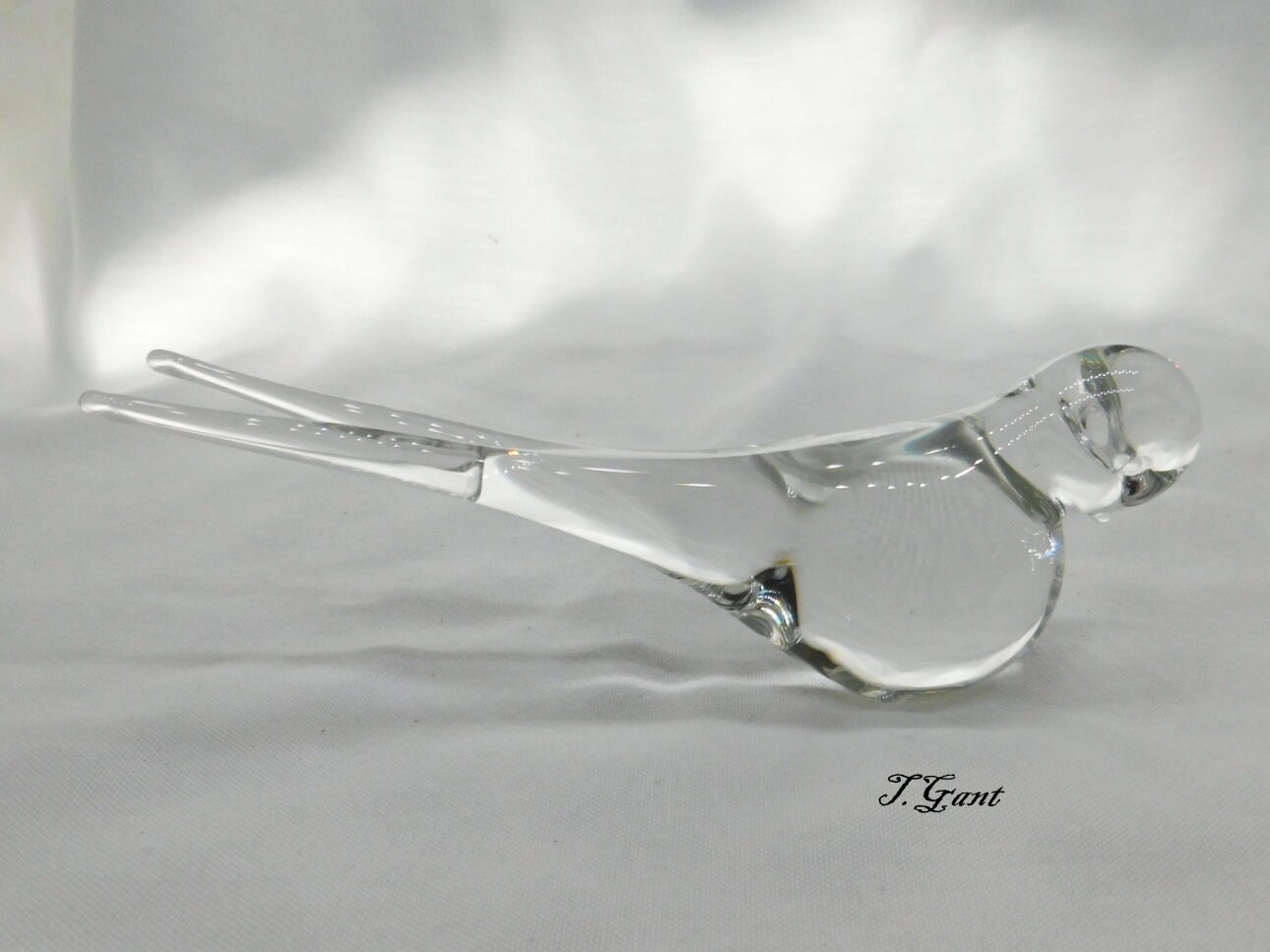 Clear Art Glass Swallow Bird Figurine Paperweight Scandinavian or ...