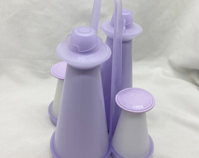 Vintage Tupperware Lavender Purple Cruet Set Oil/vinegar Salt & Pepper ...