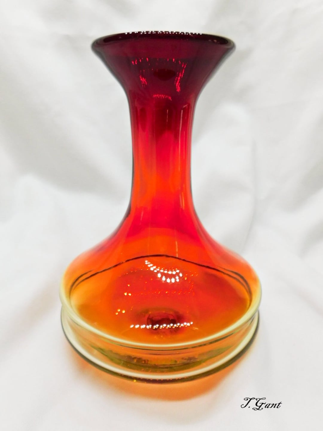 Blenko Tangerine Art Glass Vase or Carafe Wayne Husted or Don Shepherd ...