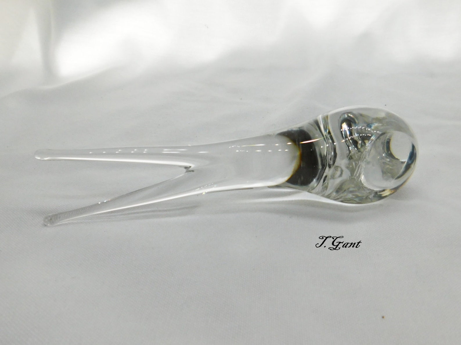 Clear Art Glass Swallow Bird Figurine Paperweight Scandinavian or ...