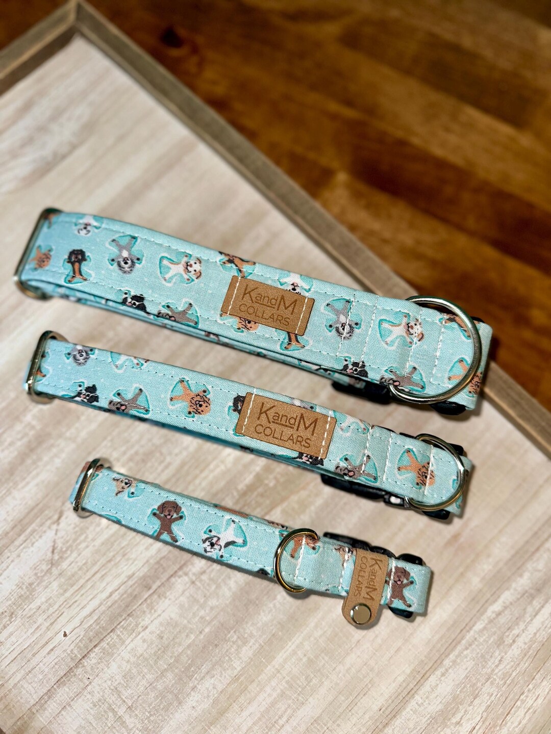 Dog Snow Angels Winter Dog Collar, Martingale or Flat Collar, Festive ...