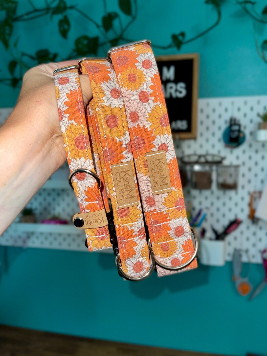 Fall Flowers Dog Collar, Martingale or Flat Collar, Dog Collar, Fabric ...