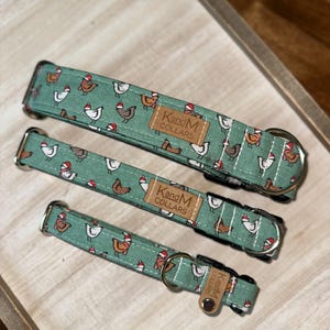 Mini Christmas Chickens Dog Collar, Martingale or Flat Collar, Festive ...